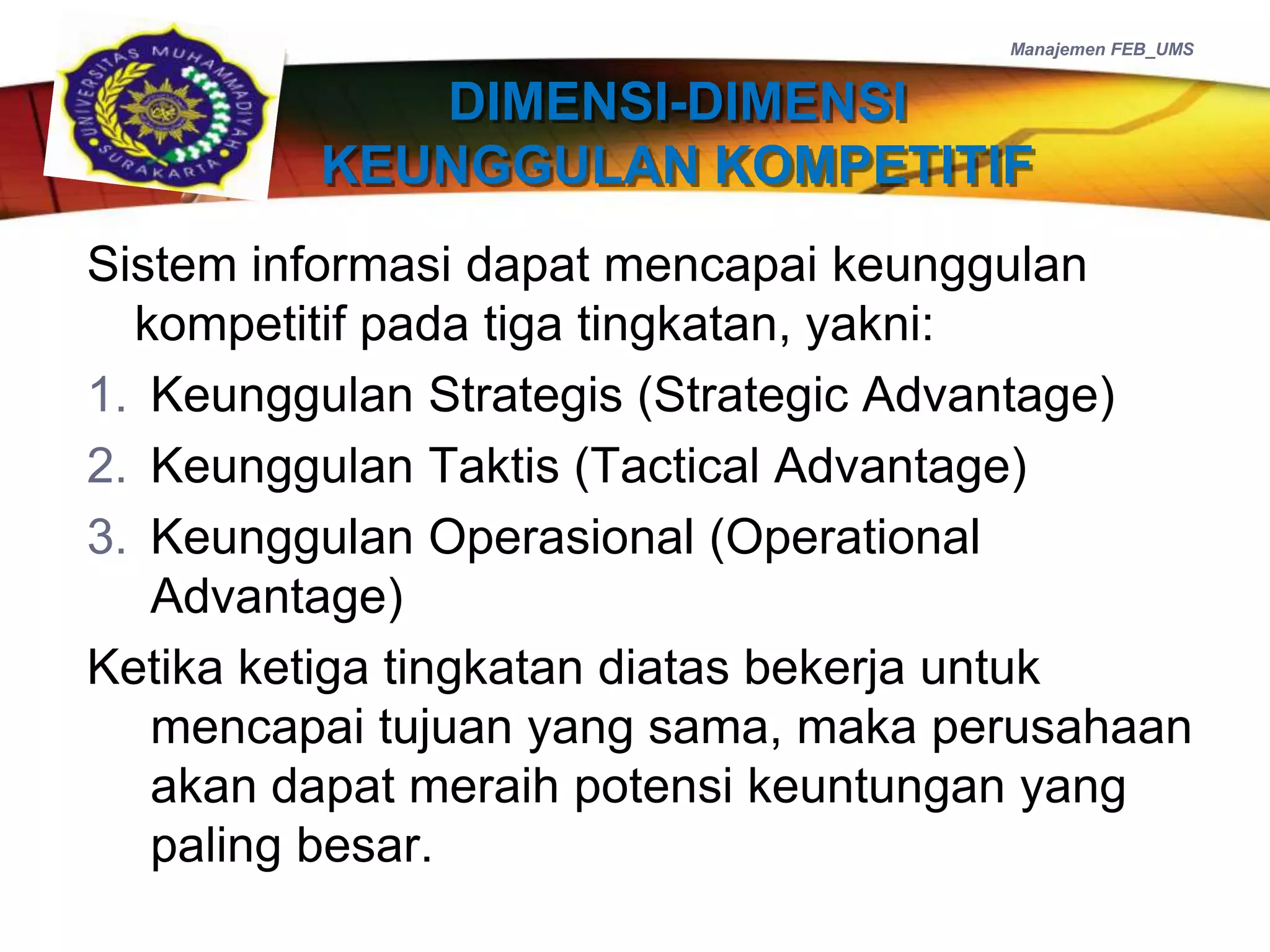 SISTEM INFORMASI UNTUK KEUNGGULAN KOMPETITIF | PPTX