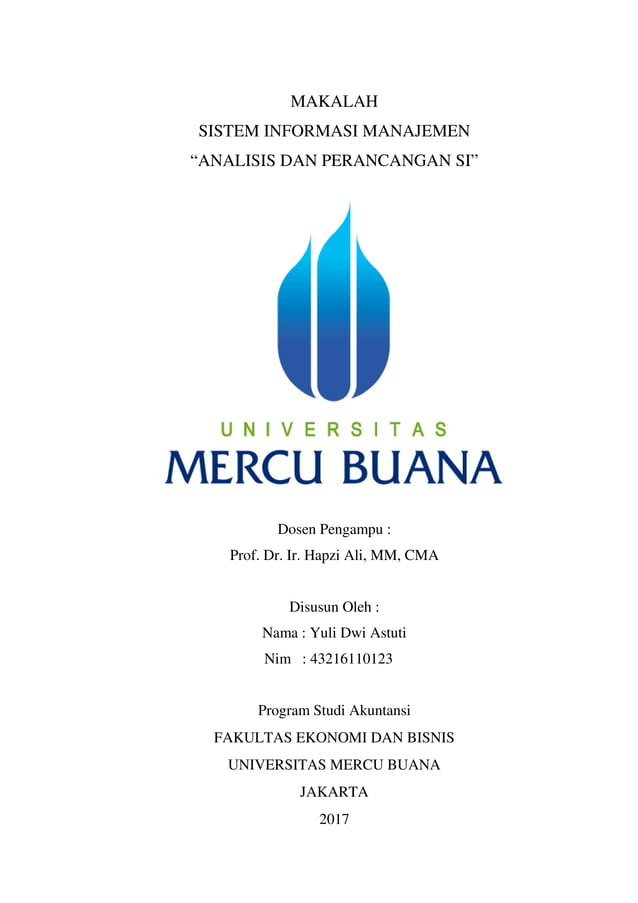 Sim,yuli dwi astuti,hapzi ali,analisis dan perancangan si,universitas mercu buana, 2017 | PDF
