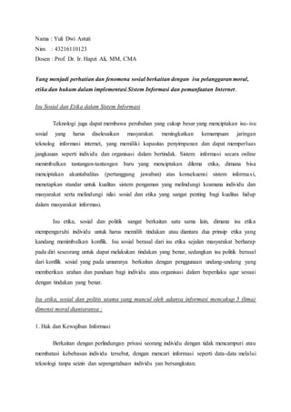 Sim, yuli dwi astuti, hapzi ali, kode etik, isu pelanggaran moral, etika dan hukum dalam ...