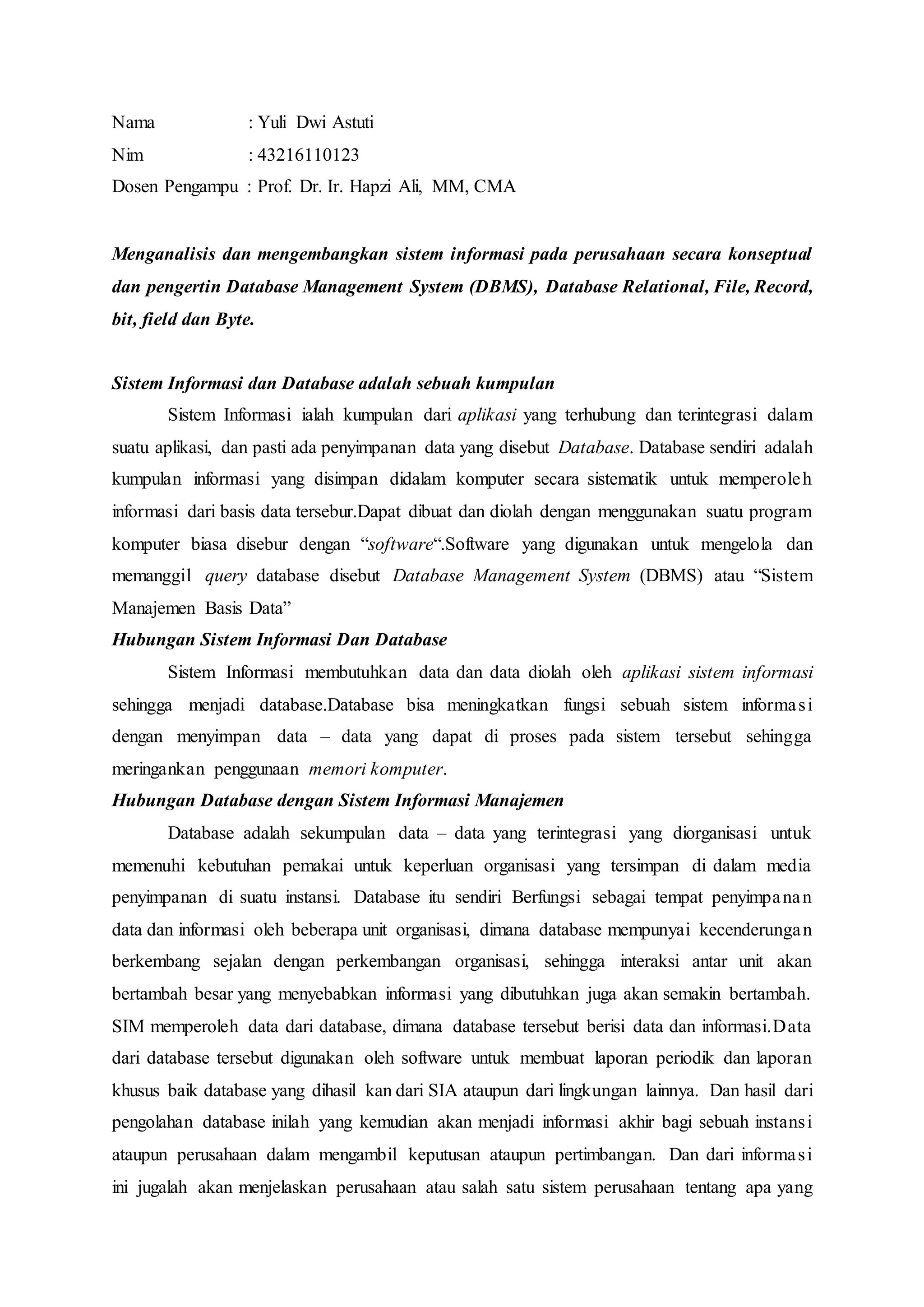 Sim, yuli dwi astuti, hapzi ali, menganalisis dan mengembangkan sistem informasi pada perusahaan ...