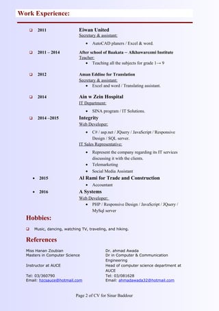 Sinar baddour resume | PDF