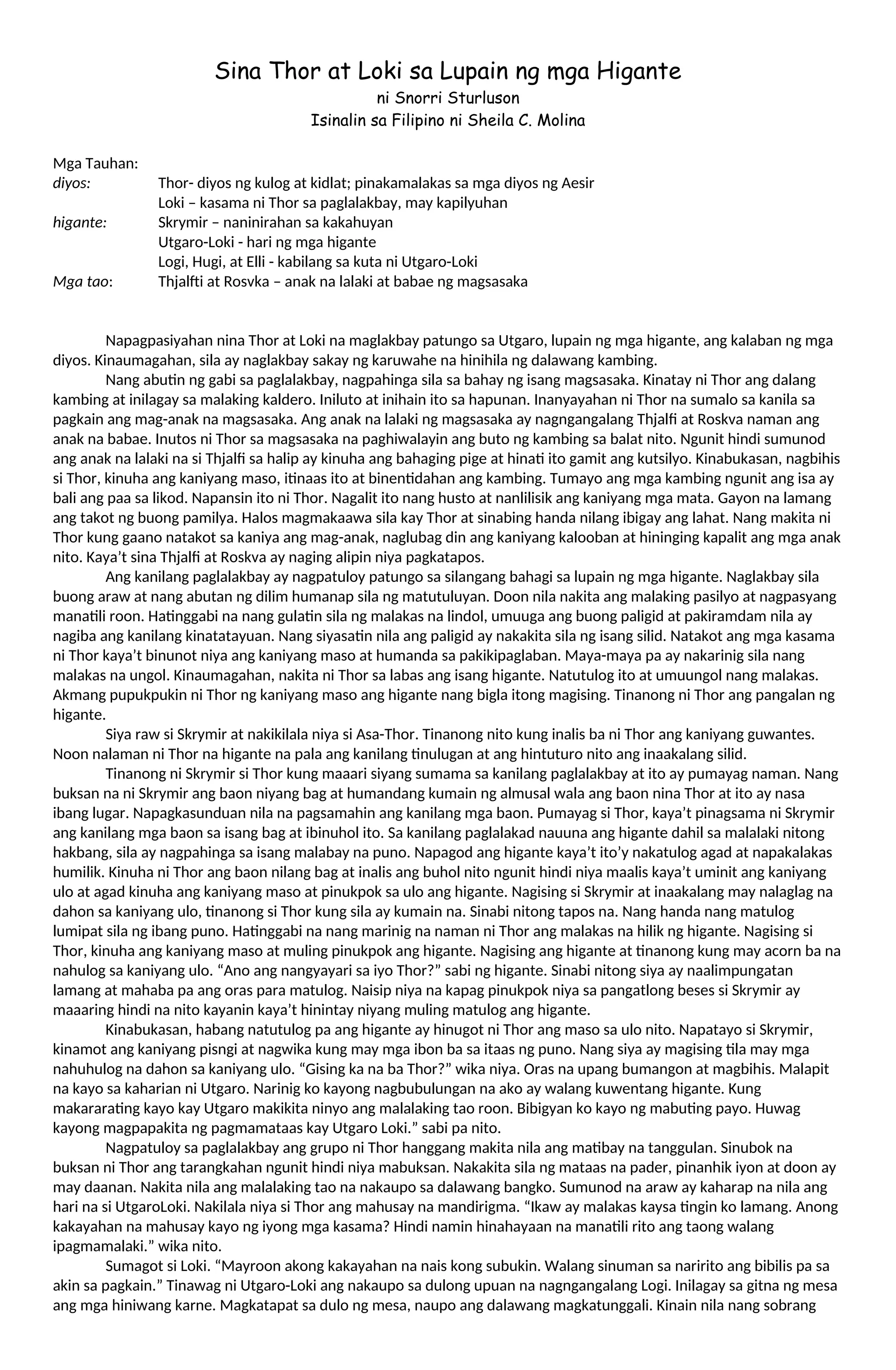Sina Thor at Loki sa Lupain ng mga Higante.docx