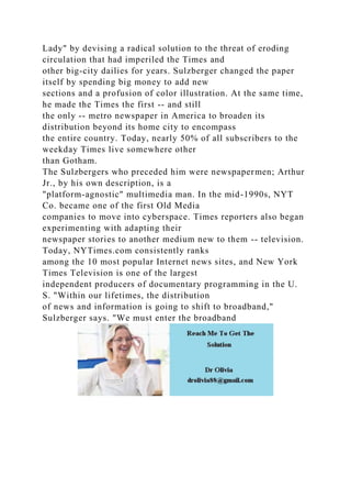 SINCE 1896, FOUR GENERATIONS OF the Ochs-Sulzberger family have gu.docx