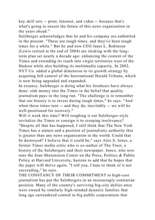 SINCE 1896, FOUR GENERATIONS OF the Ochs-Sulzberger family have gu.docx