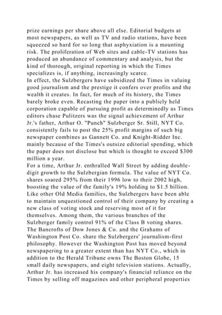 SINCE 1896, FOUR GENERATIONS OF the Ochs-Sulzberger family have gu.docx