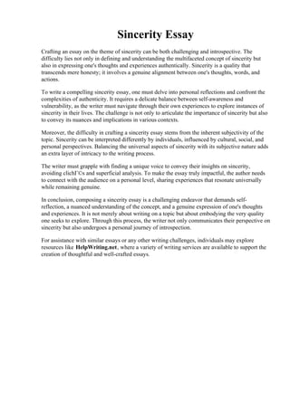 Sincerity Essay | PDF