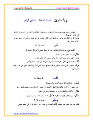 Sindhi Grammar - Sindh Academy Shafquat Ali Page | PDF