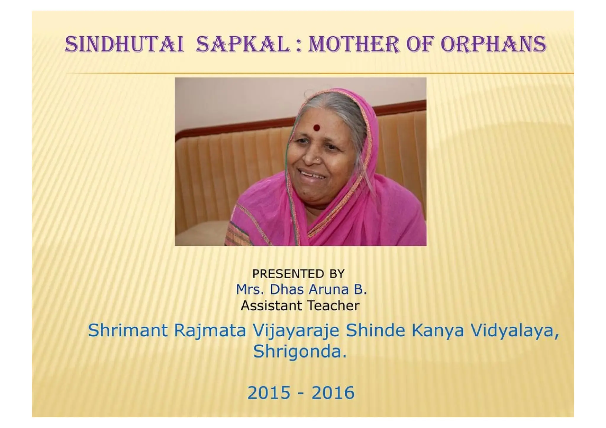 Sindhutai Sapkal Mother Of Orphans 1 Pdf
