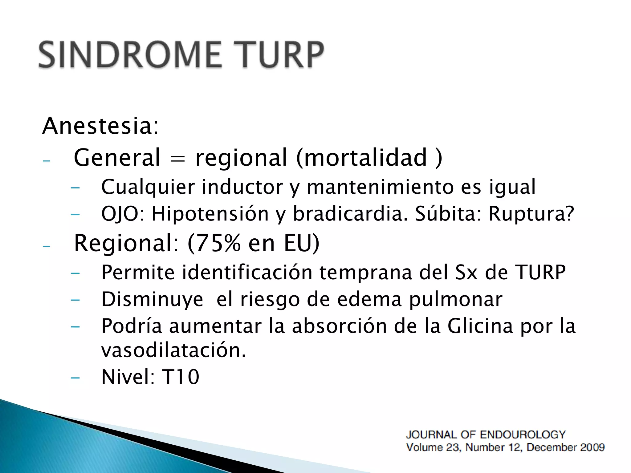 Sindrome de resección transuretral de prostata (TURP) | PPTX