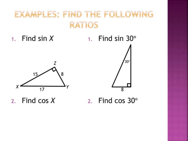 Sine and Cosine Right Triangle Geometry | PPT