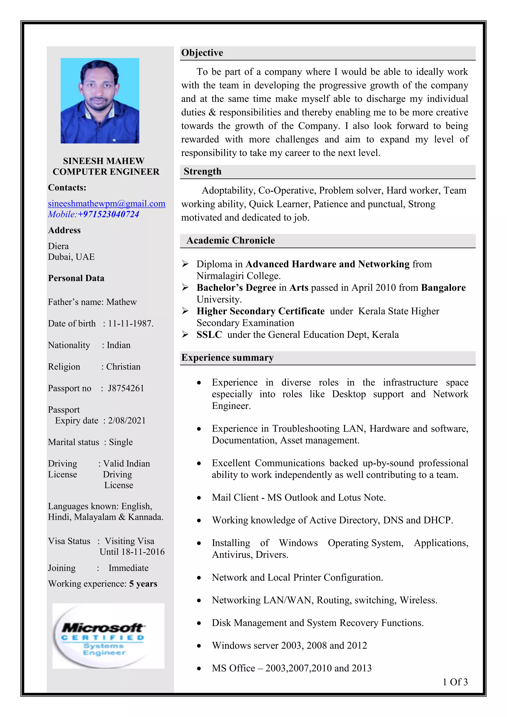 Sineesh resume | PDF