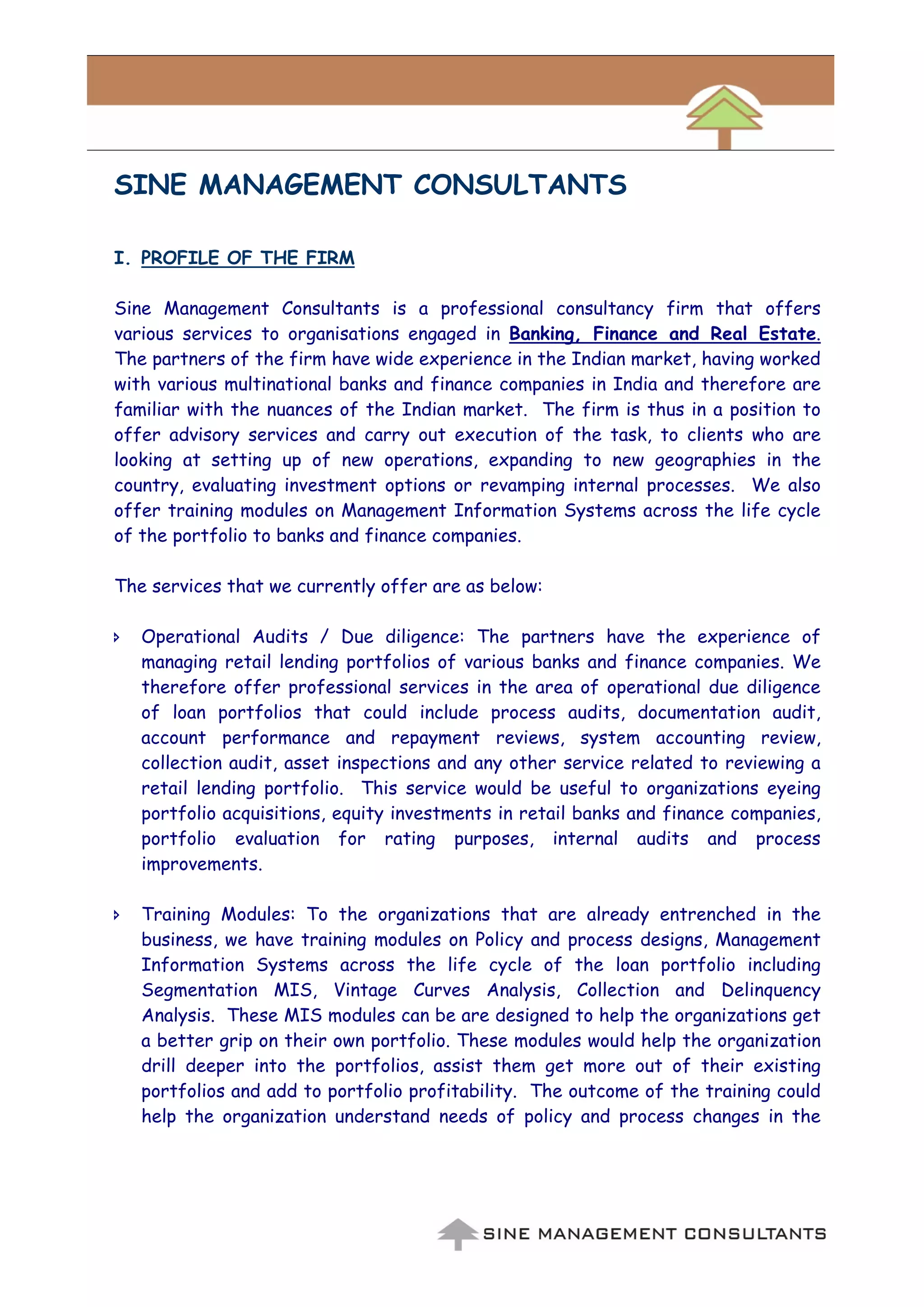Sine Management Consultants Profile | PDF