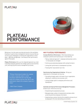 Sinfic Plateau Performance