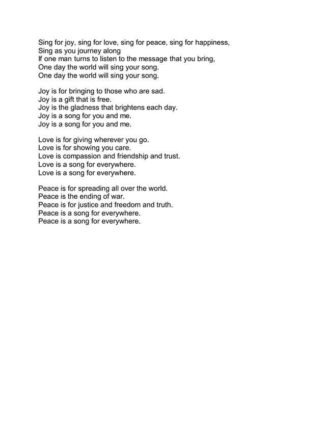 Sing for joy | DOCX | Poetry | Books and Literature