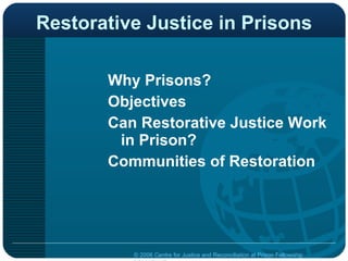 Restorative Justice in Prisons | PPT