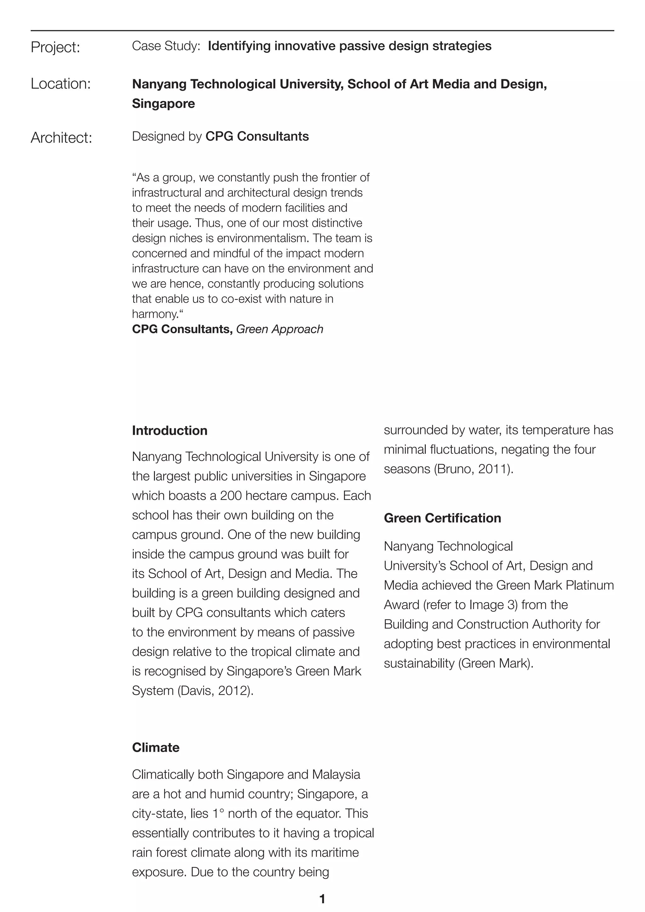 Nanyang Technological University School of Art Design and Media ...