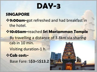 Singapore Tourism itinerary | PDF