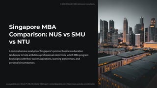 Singapore MBA Comparison NUS vs SMU vs NTU | PDF