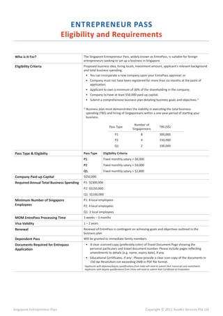 Singapore Entrepreneur Pass | PDF
