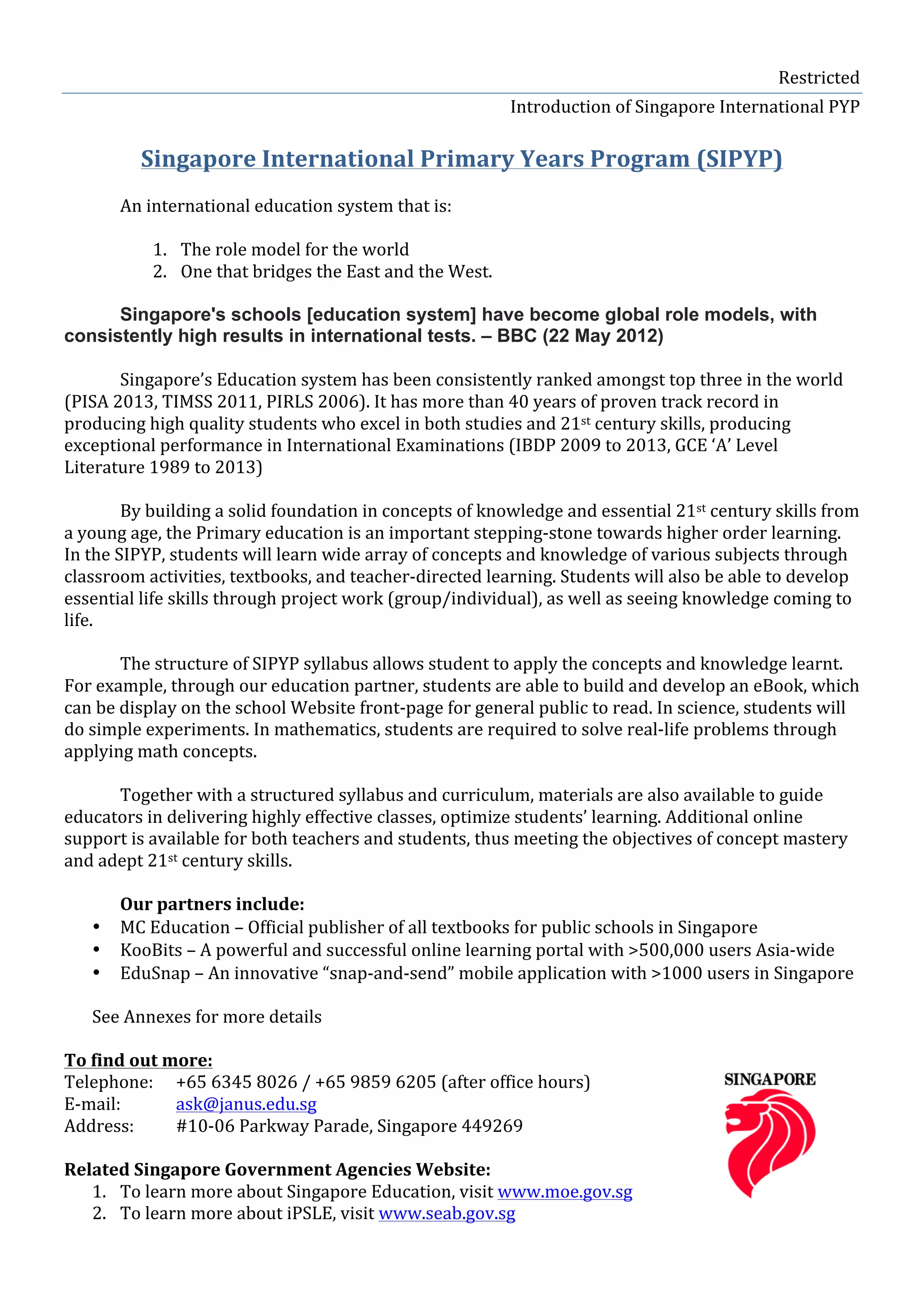 SG International PYP | PDF