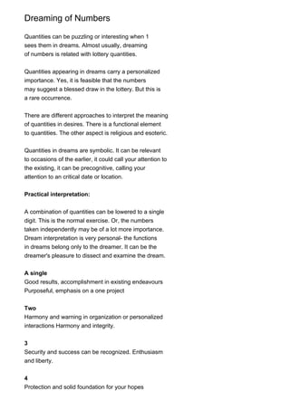 Dreaming of Numbers | PDF