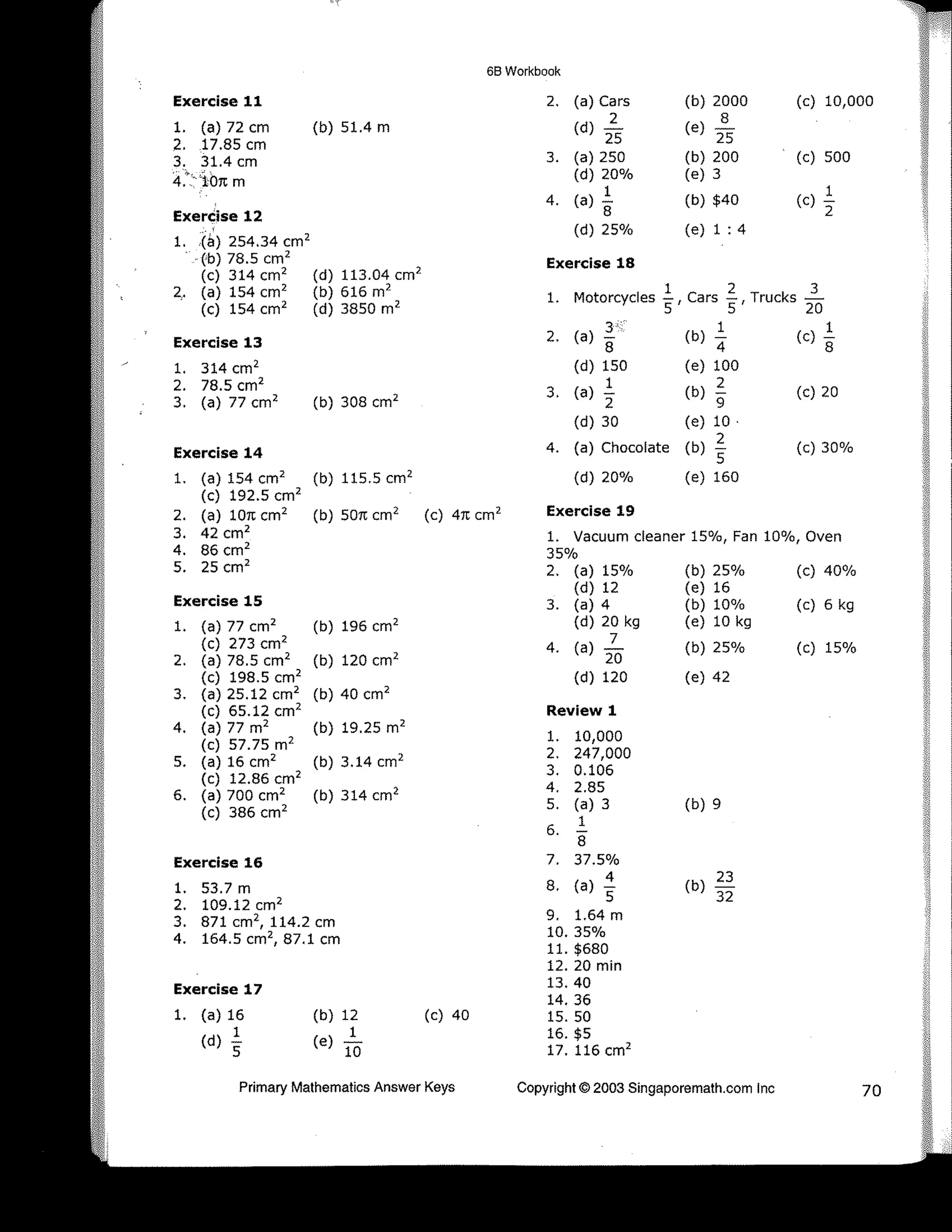 Singapore Math - 6B - Answer Key | PDF