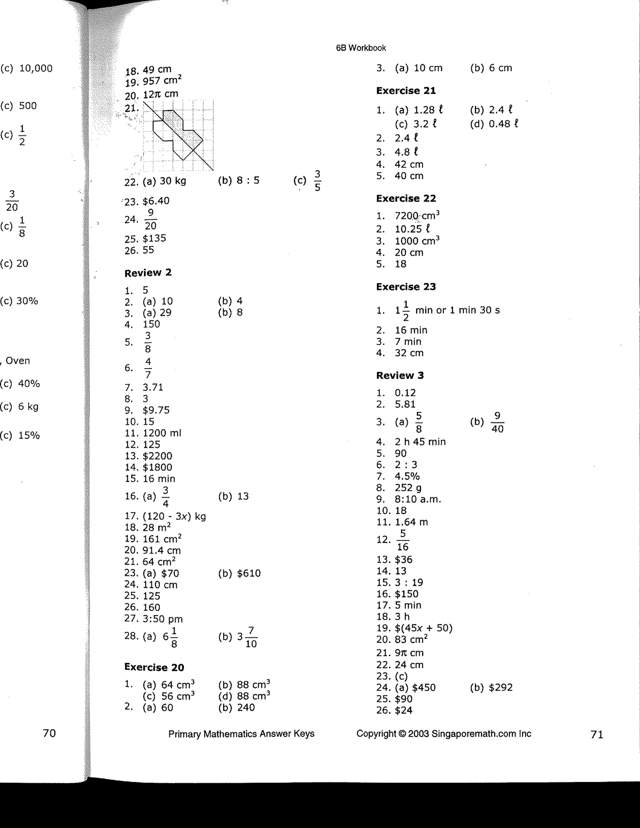 Singapore Math - 6B - Answer Key | PDF