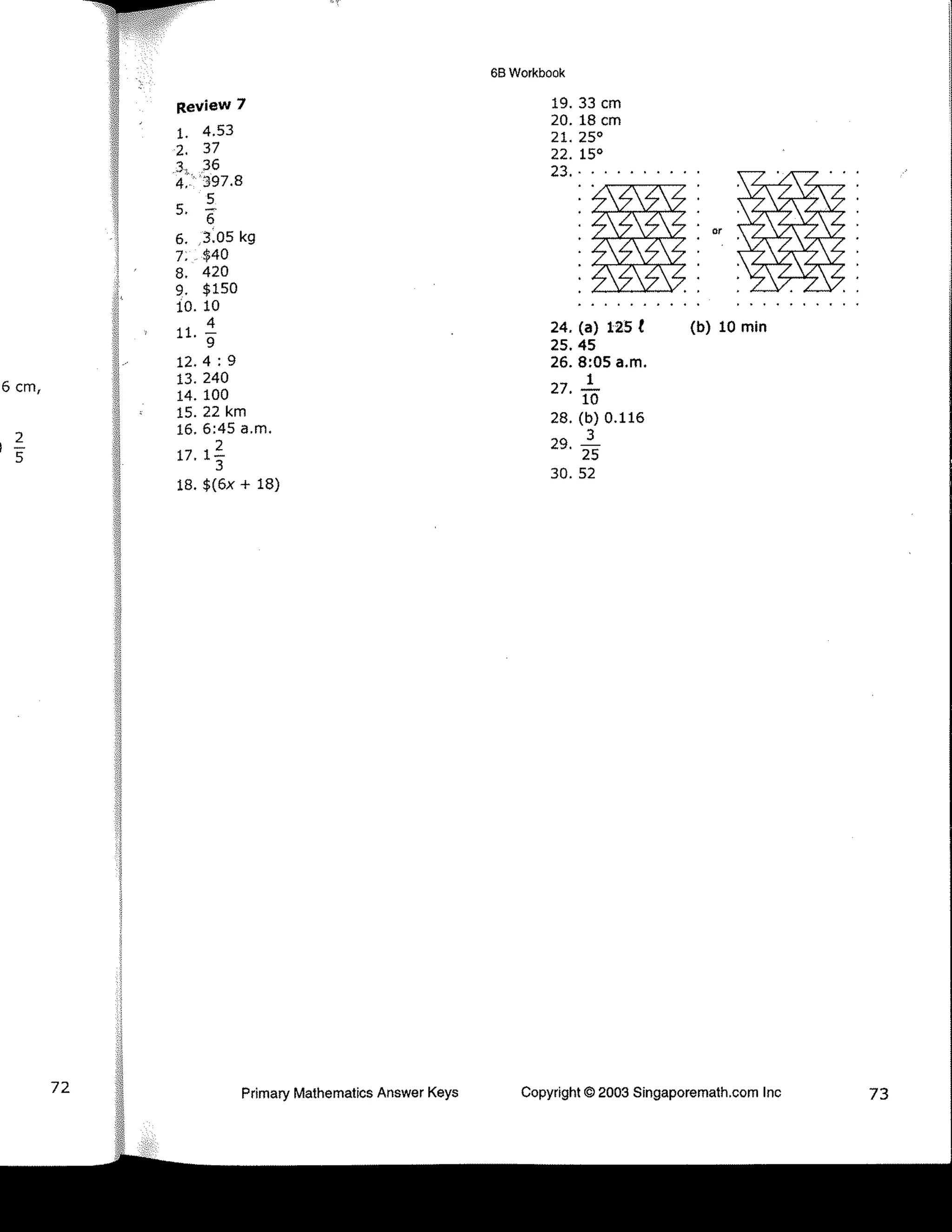 Singapore Math - 6B - Answer Key | PDF