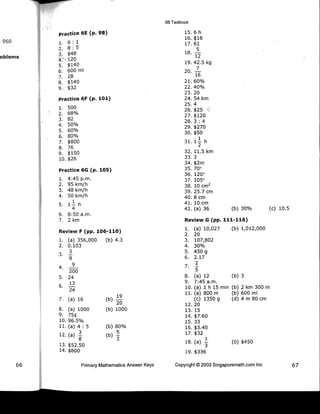 Singapore Math - 6B - Answer Key | PDF