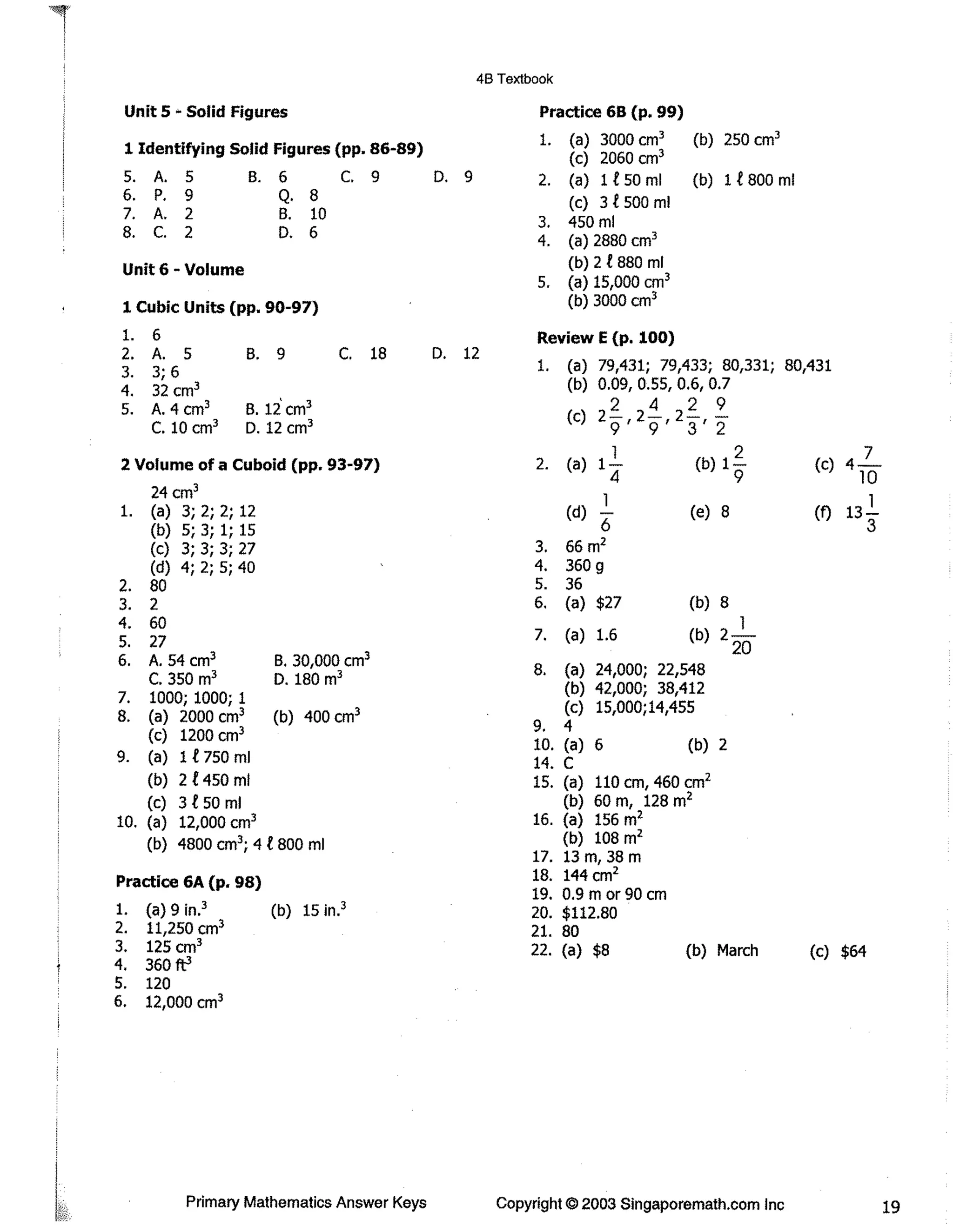 Singapore Math 4B Answer Key | PDF