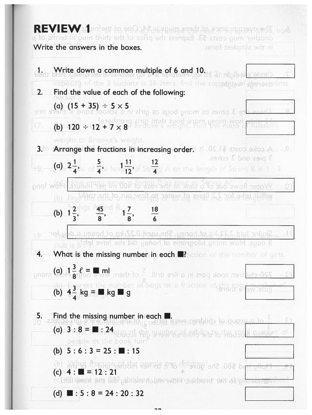 Singapore Math - 6A - Workbook | PDF