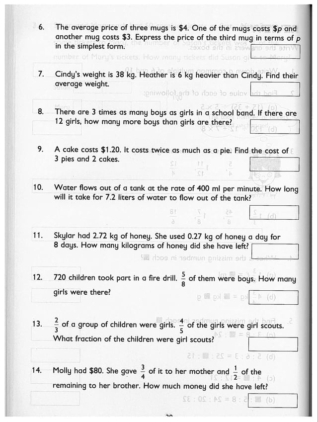 Singapore Math - 6A - Workbook | PDF