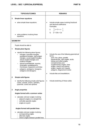 Singapore maths syllabus | PDF