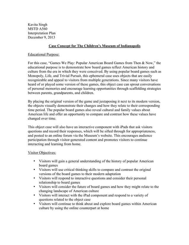 Exhibit Case Concept for The Children's Museum of Indianapolis | PDF