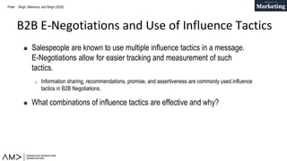Business-to-Business E-Negotiations and Influence Tactics | PPT