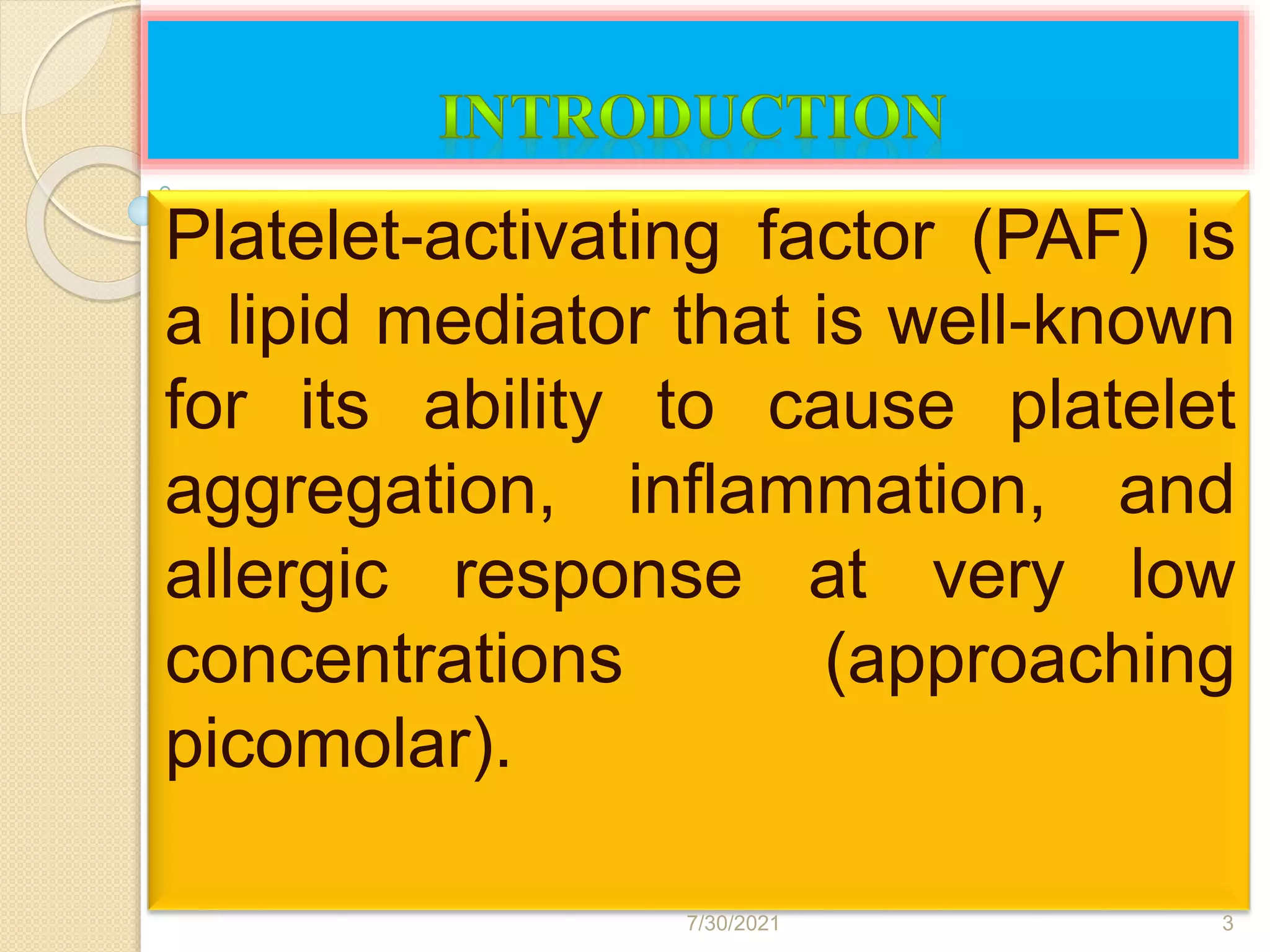 PLATELET ACTIVATING FACTORS: MECHANISM OF ACTION AND CLINICAL USES | PPTX