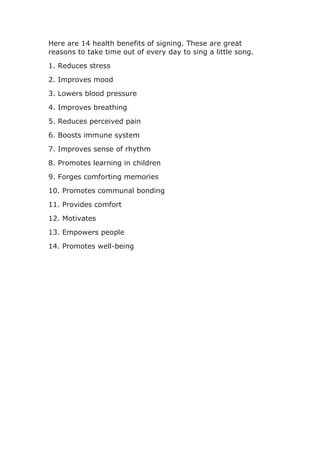 Singing benefits | DOCX