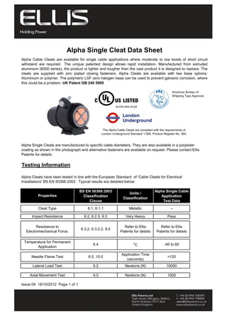 Ellis Patents Alpha Cable Cleats - Single Cable Cleats | PDF