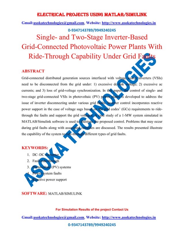 Single- and Two-Stage Inverter-Based Grid-Connected Photovoltaic Power ...