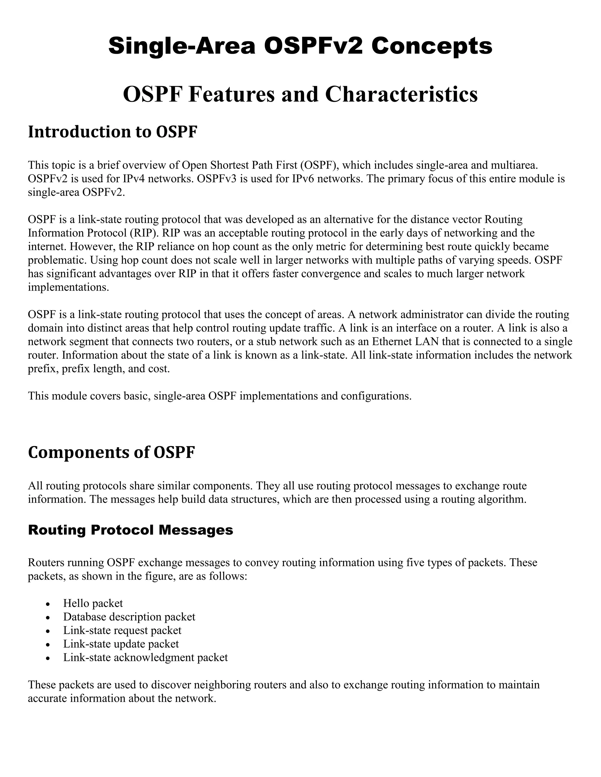 Single-Area OSPFv2 Concepts.pdf | Computer Networking | Computing