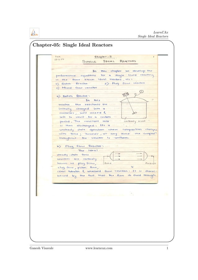 Single Ideal Reactors | PDF