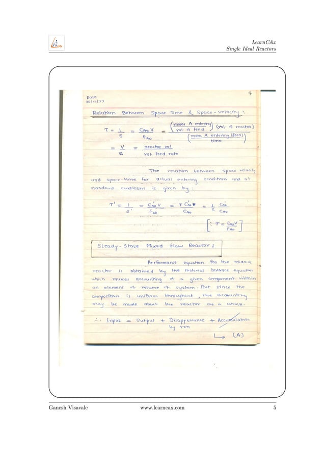 Single Ideal Reactors | PDF