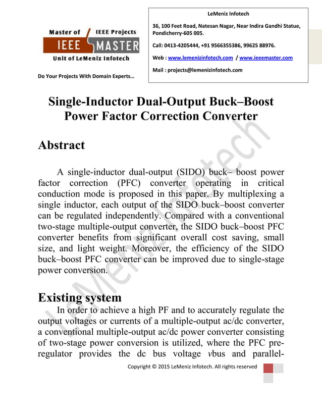 Single inductor dual-output buck–boost power factor correction converter | PDF