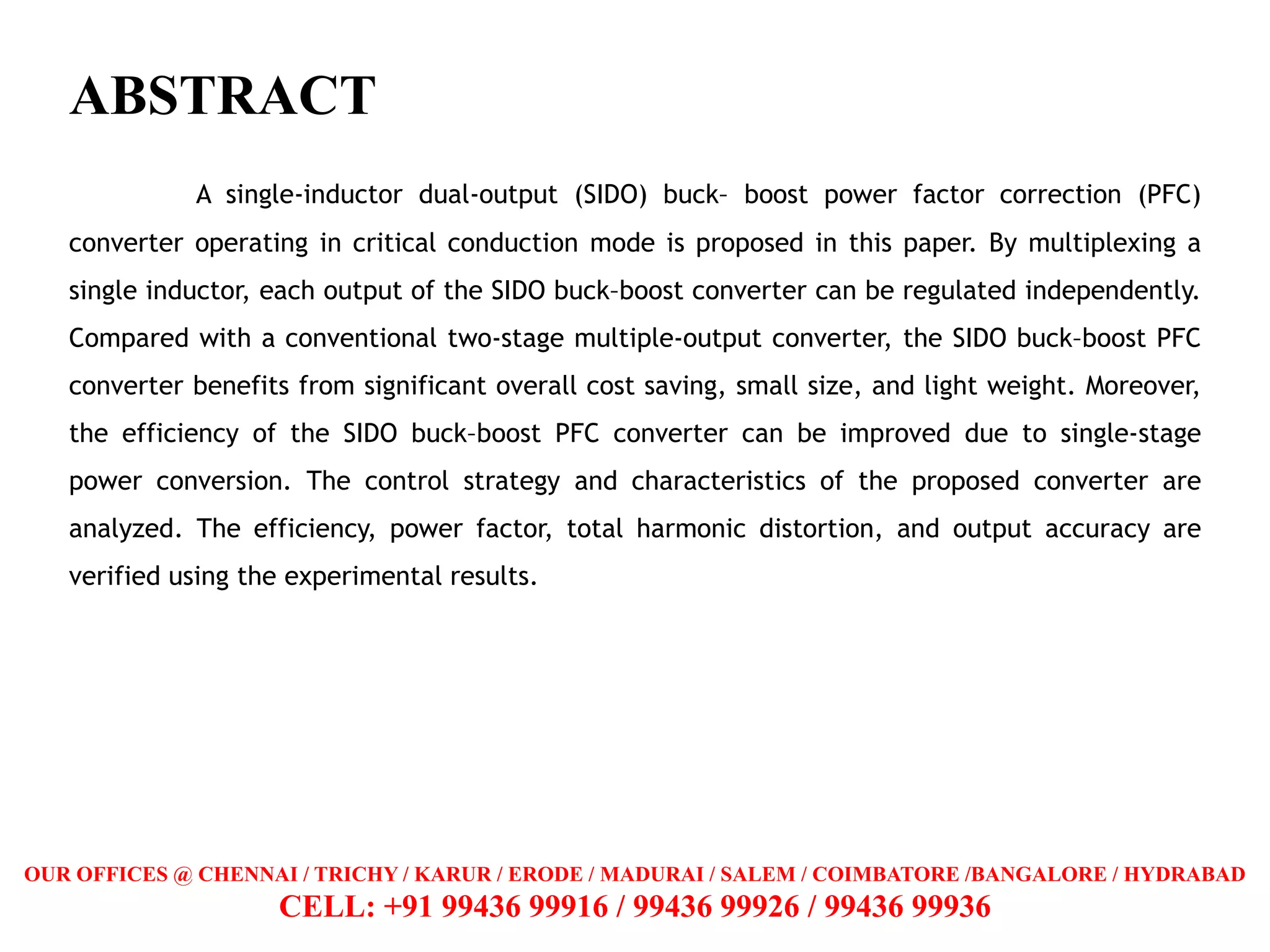 Single Inductor Dual Output Buckboost Power Factor Correction
