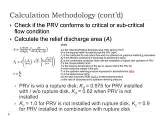 Pressure Relief Valve Sizing for Single Phase Flow | PPTX