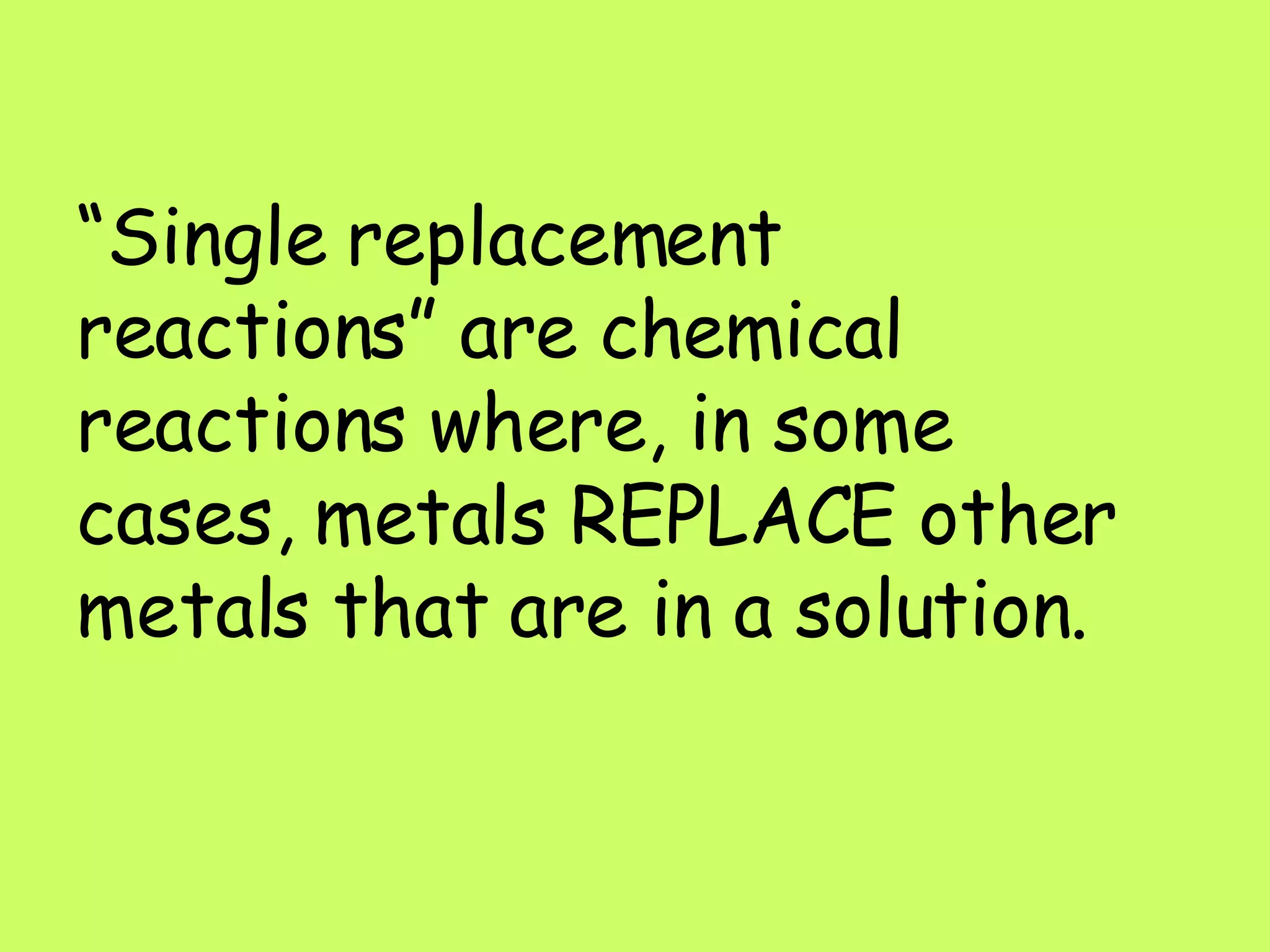 Single Replacement Reactions | PPT
