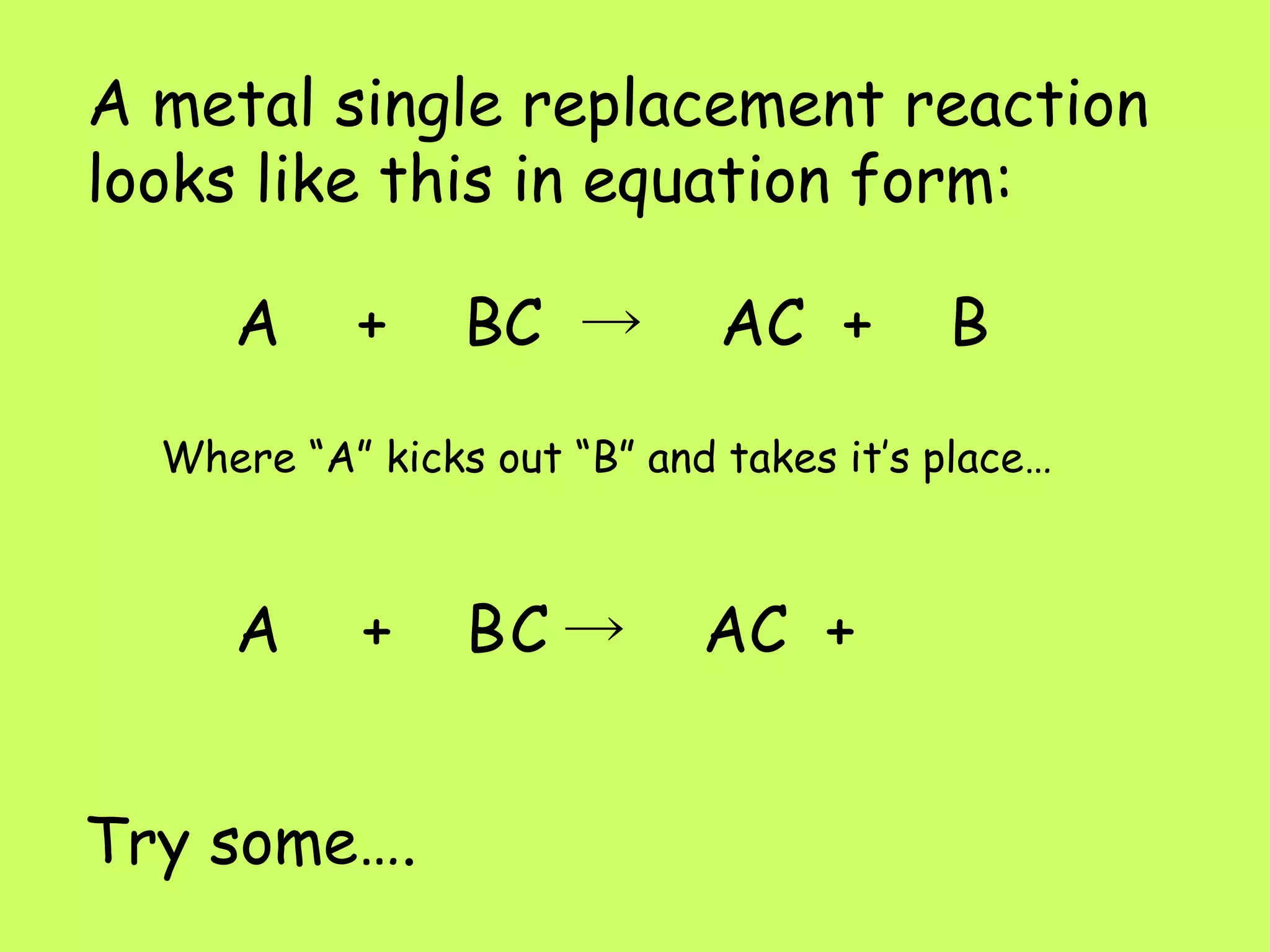 Single Replacement Reactions | PPT