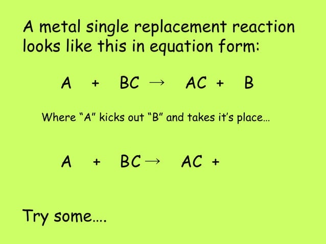 Single Replacement Reactions | PPT