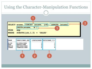 Single row functions | PPT | Databases | Computer Software and Applications