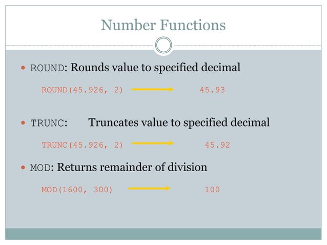 Single row functions | PPT Single row functions | PPT